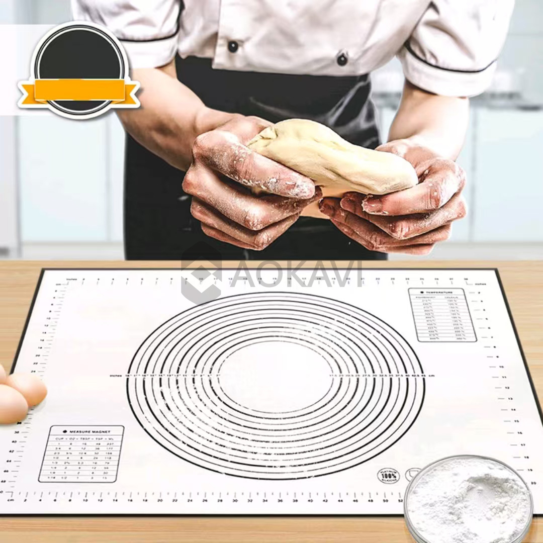 Aokavi Food Grade Silicone Pastry Mat - Ideal for Baking and Pastry ...